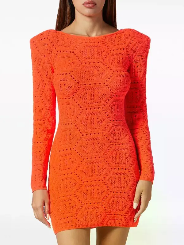 Philipp Plein Monogram Intarsia Mini Dress - Orange