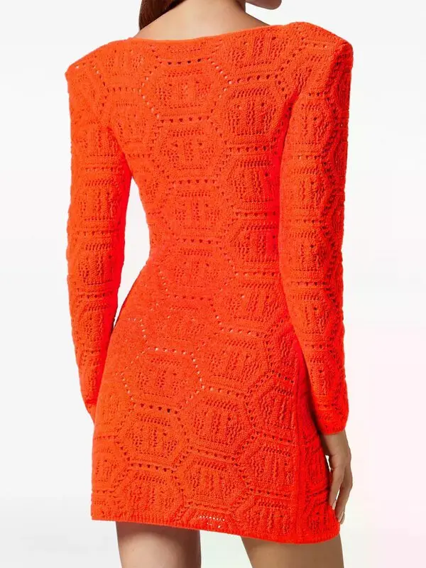 Philipp Plein Monogram Intarsia Mini Dress - Orange