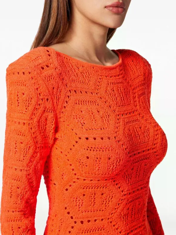 Philipp Plein Monogram Intarsia Mini Dress - Orange