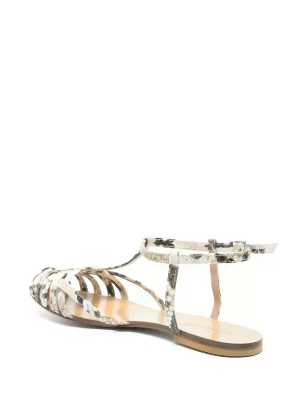 ANNA F. Python-print Flat Sandals - Neutrals