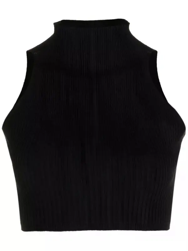 AERON Cropped High-neck Ribbed Knit Top - Black