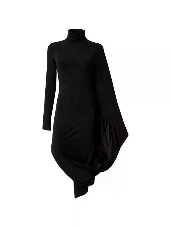Stella McCartney Long Sleeve Asymmetric Midi Dress - Black