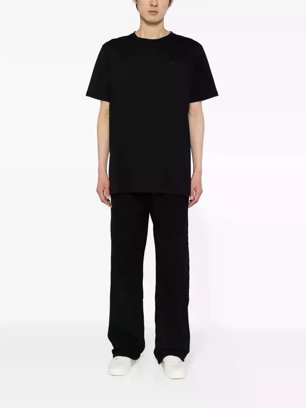 Off-White Logo-embroidered Cotton T-shirt - Black