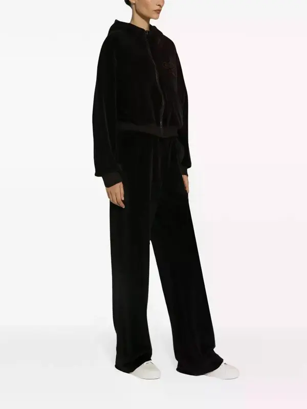 Dolce & Gabbana Velvet Trousers With Embroidered Logo