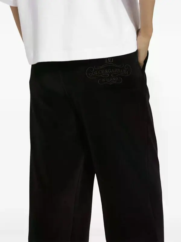 Dolce & Gabbana Velvet Trousers With Embroidered Logo
