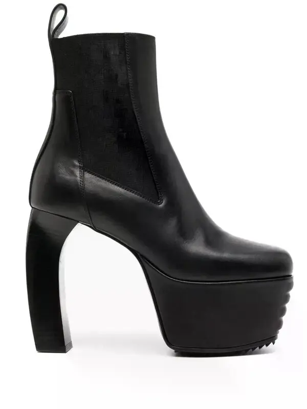 Rick Owens Leather Platform Boots - Black
