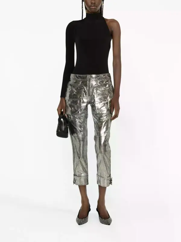Isabel Marant Étoile Ciane Metallic Cropped Trousers - Silver