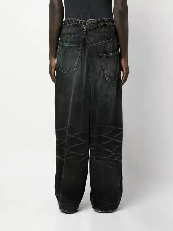 Mihara Yasuhiro Off-centre Whiskered Wide-leg Jeans