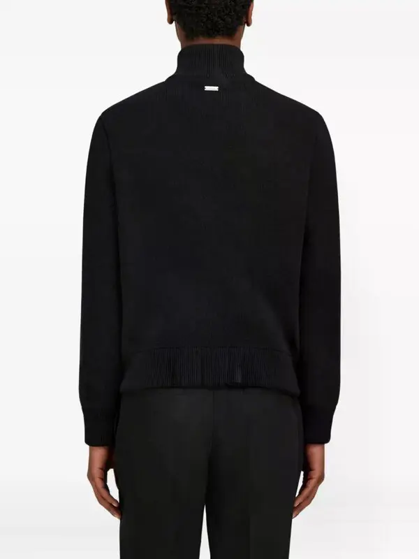 FERRAGAMO Leather & Wool Knit Bomber Jacket