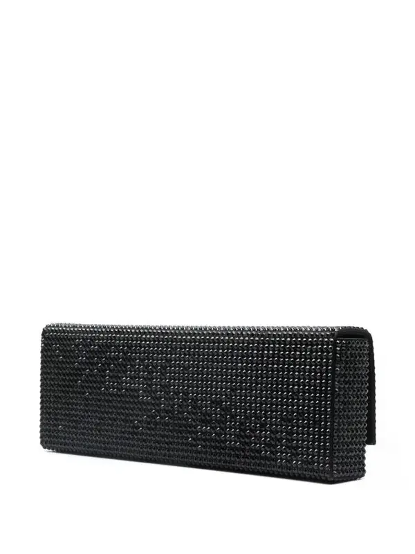 Amina Muaddi Embellished Crystal Clutch Bag - Black