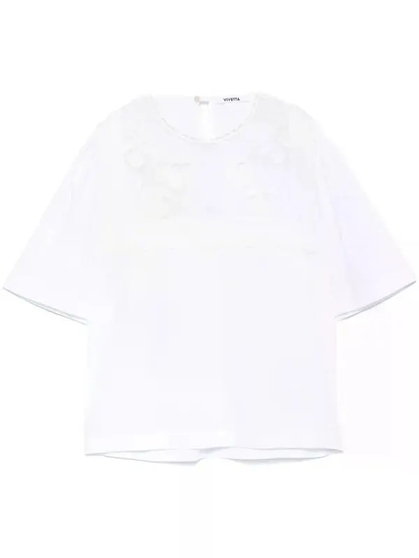 Vivetta Embroidered Crew Neck Top - White