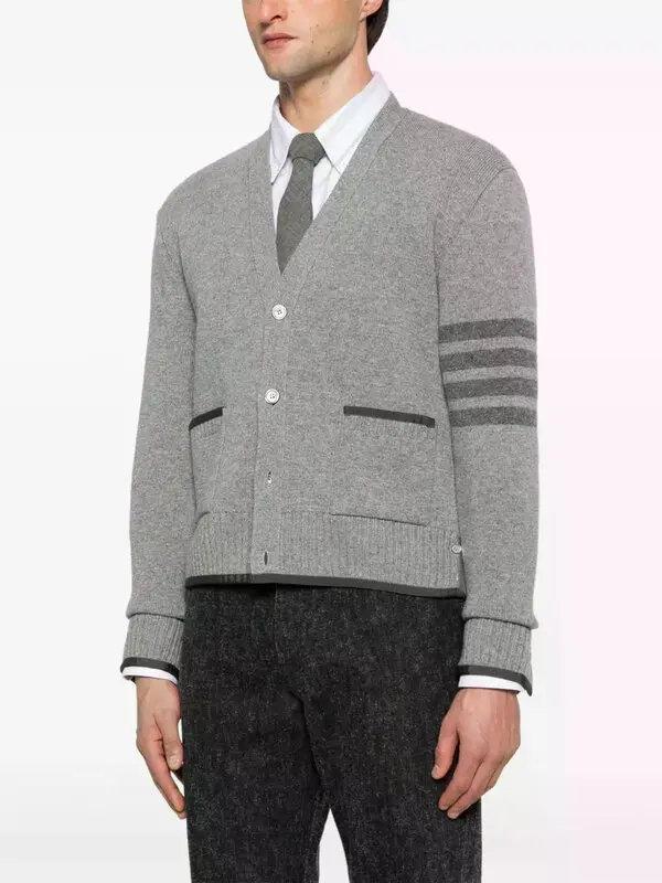 Thom Browne Milano Stitch Merino Wool V-neck Cardigan