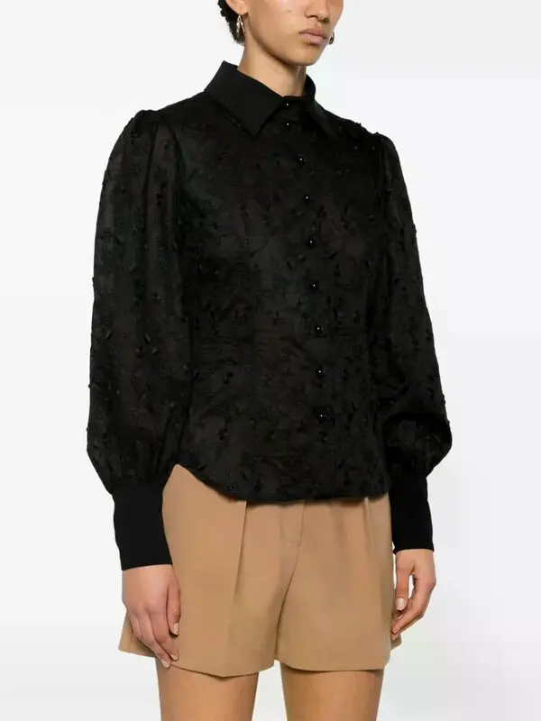 NISSA Floral Embroidered Long Sleeve Shirt