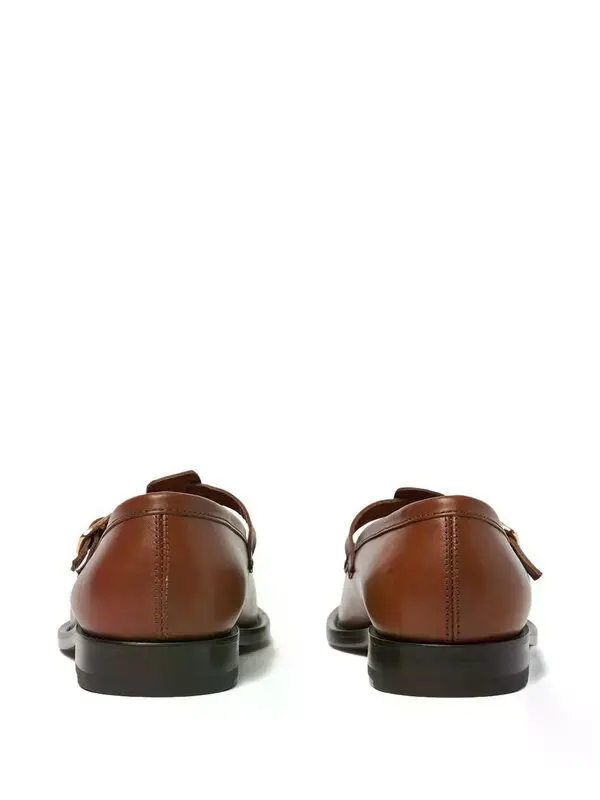 SCAROSSO Leather Loafers With Side Buckle