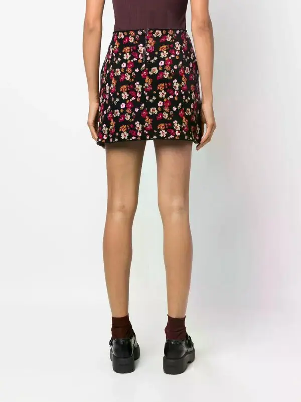 BARRIE Floral Intarsia Cashmere Miniskirt