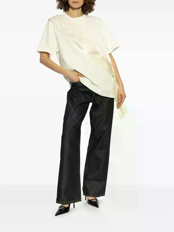 Blumarine Logo-embellished T-shirt - Neutrals