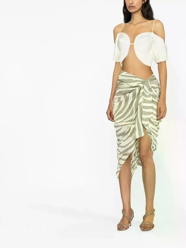 Balmain Zebra Print Asymmetric Midi Skirt