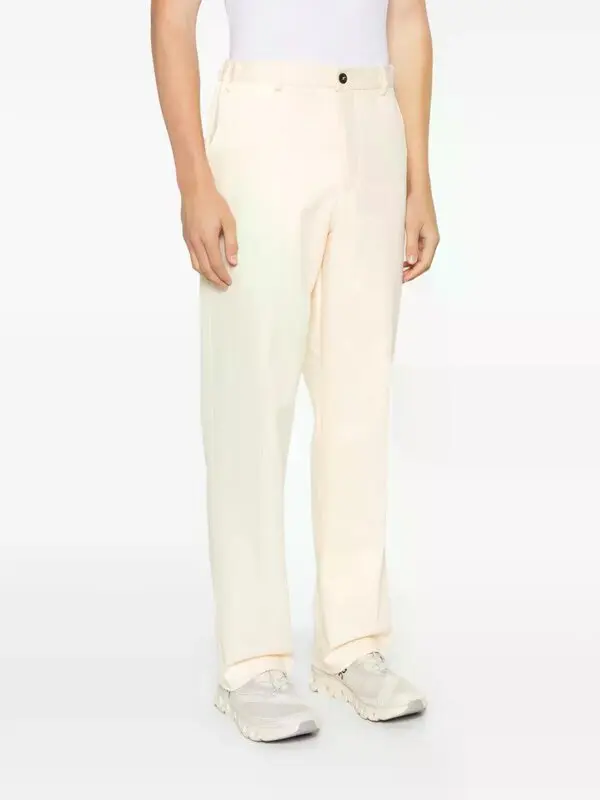 HEVO Cream White Cotton Blend Twill Trousers - Neutrals