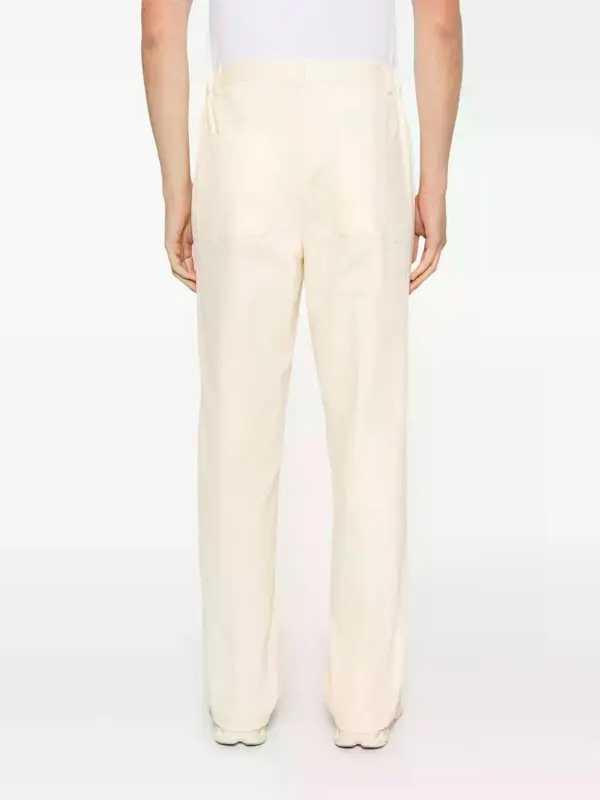 HEVO Cream White Cotton Blend Twill Trousers - Neutrals