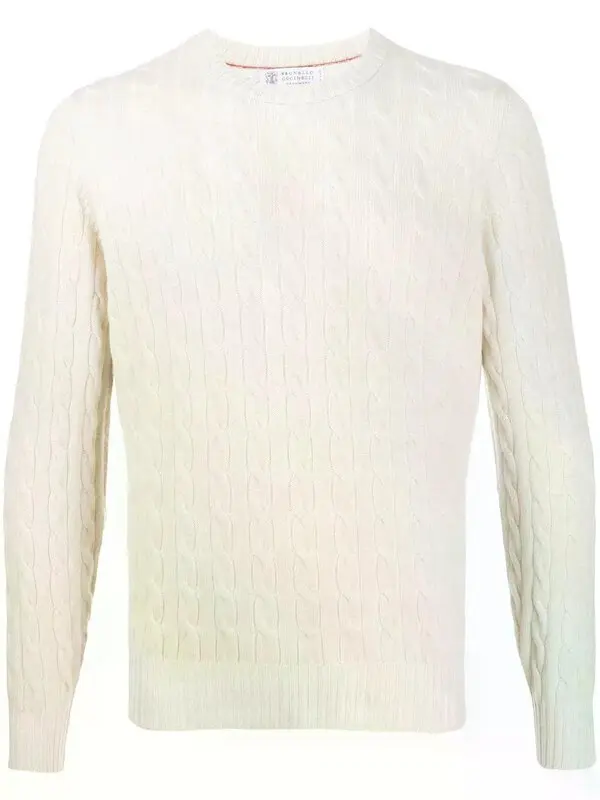 Brunello Cucinelli Off-white Cashmere Cable Knit Jumper - Neutrals