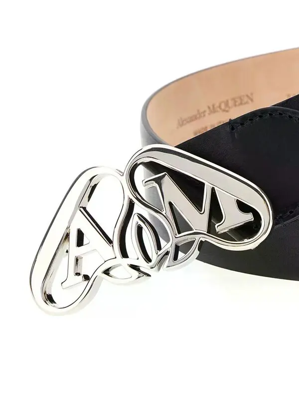 Alexander McQueen Seal Buckle Leather Belt
