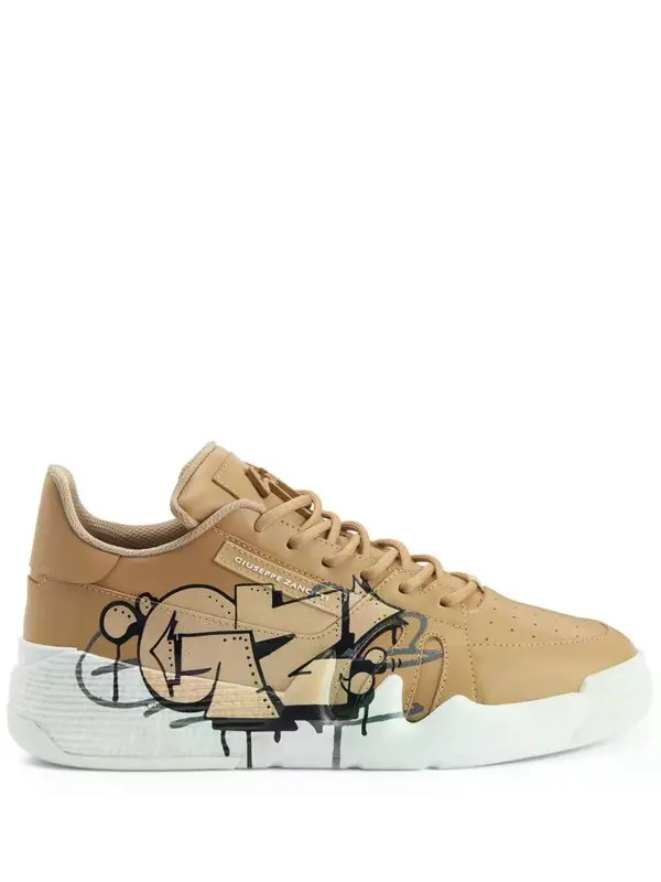 GIUSEPPE ZANOTTI Graffiti-print Low-top Sneakers - Neutrals