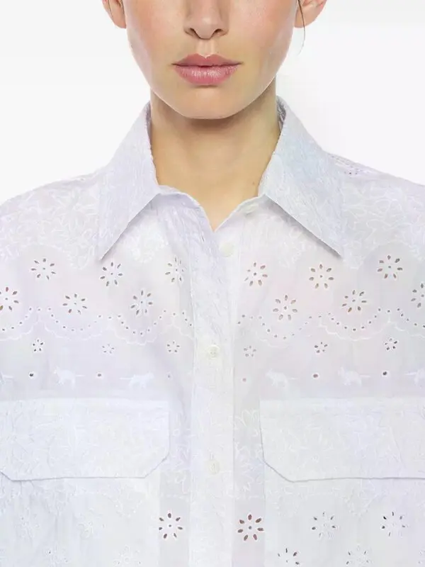 Maison Kitsuné Embroidered Short-sleeve Shirt