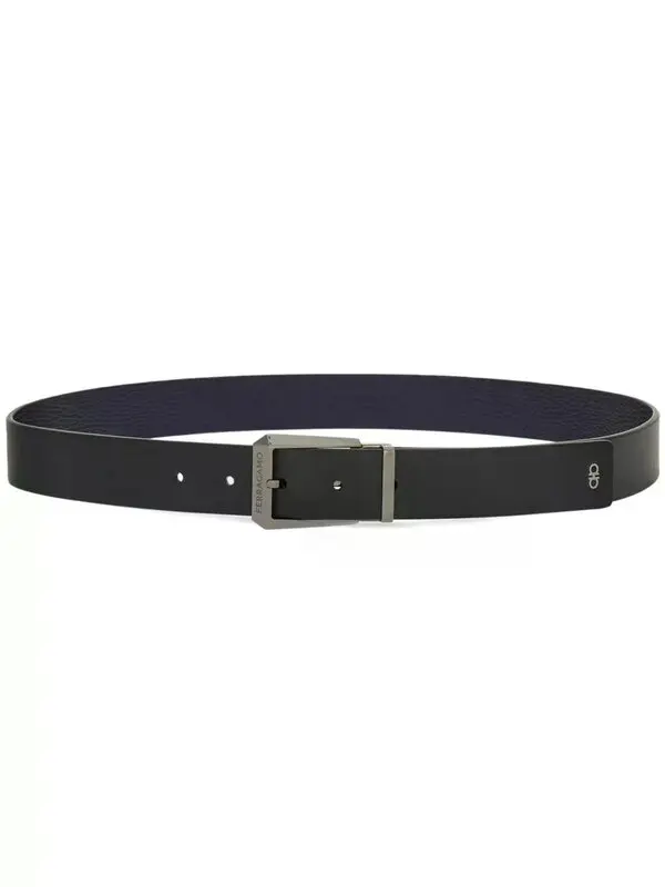 FERRAGAMO Logo-engraved Reversible Leather Belt - Blue