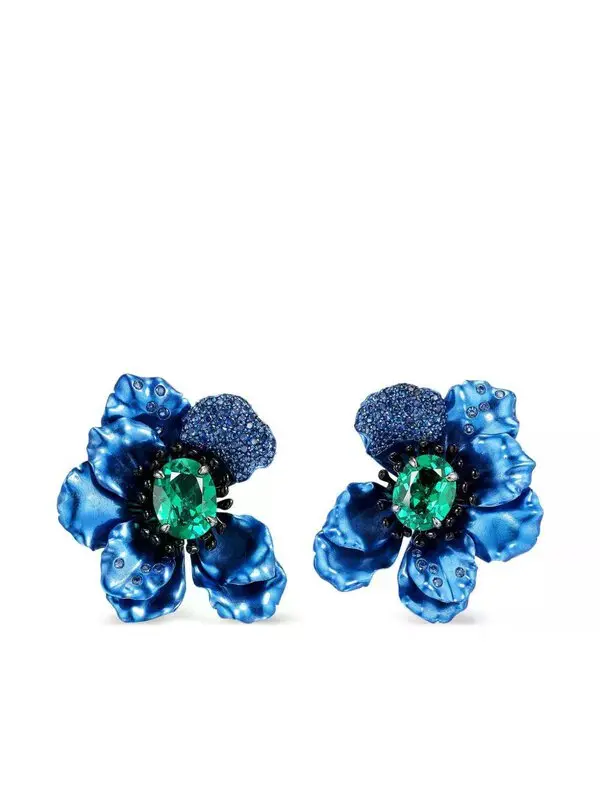 ANABELA CHAN 18kt White Gold Poppy Earrings - Blue