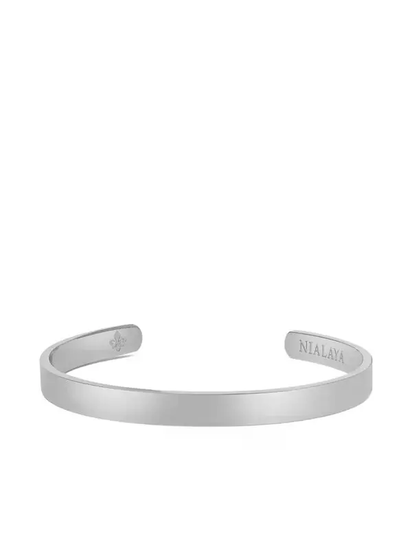 NIALAYA JEWELRY Logo Engraved -tone Open Cuff Bracelet - Silver