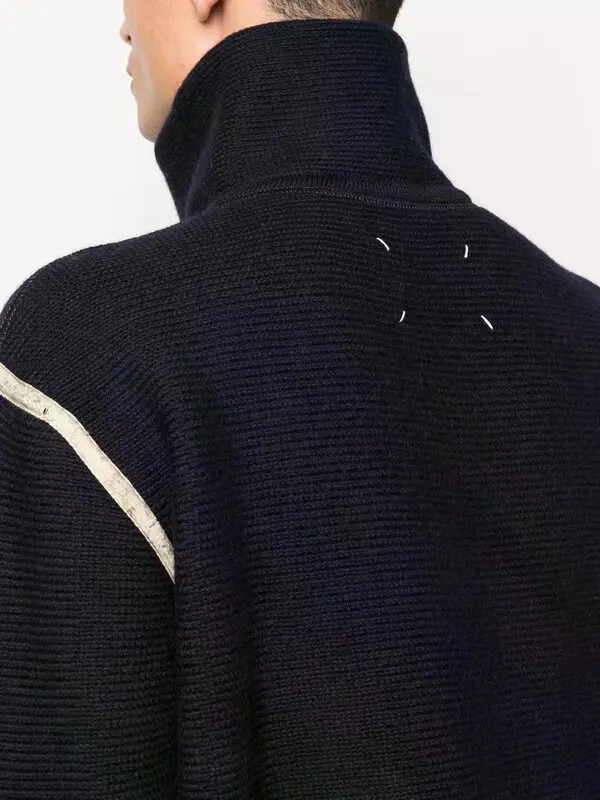 MAISON MARGIELA Knitted Jumper With Zip Neck And Elbow Patches