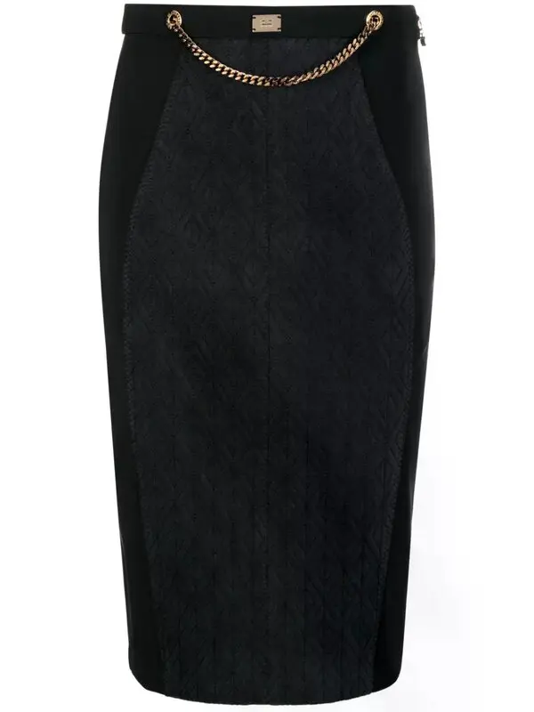 Elisabetta Franchi High-waisted Logo Plaque Skirt - Black