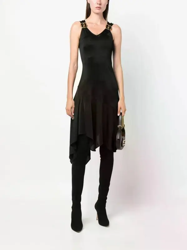 Bally Asymmetric Midi Dress With Ruffled Hem