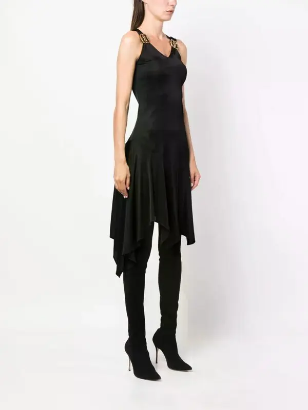 Bally Asymmetric Midi Dress With Ruffled Hem
