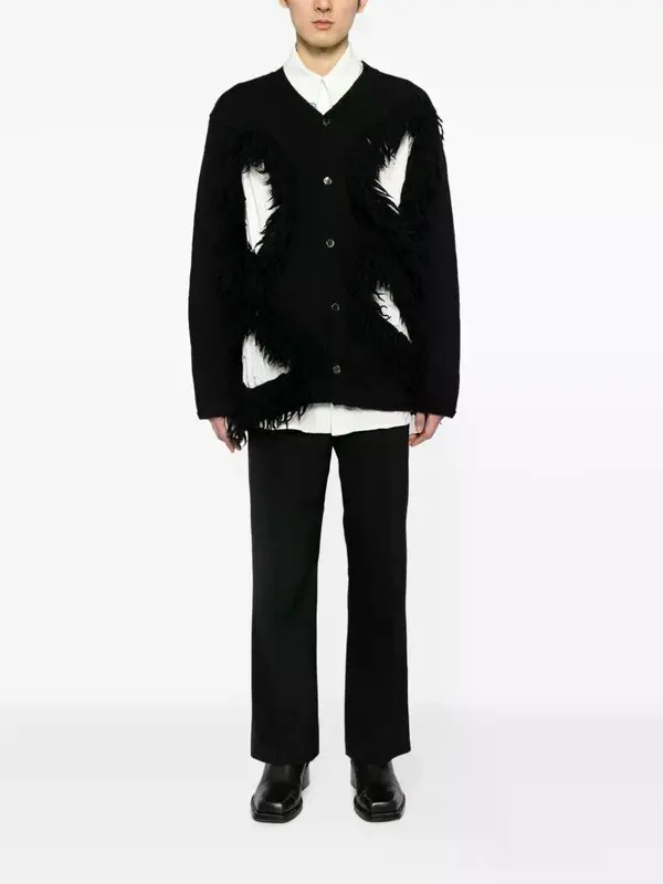 Comme Des Garçons Fringed Cut-out Wool Cardigan