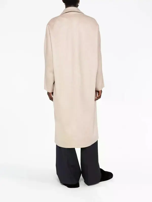 Prada Logo-embroidered Cashmere Coat - Neutrals