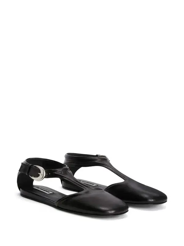 JIL SANDER Mary Jane Ballerina Shoes With Buckle-fastening Ankle Strap - Black