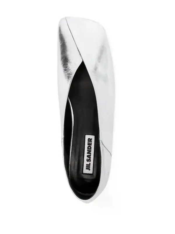 JIL SANDER Metallic Leather Ballerina Shoes