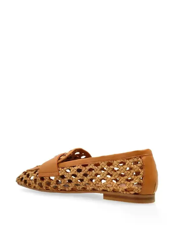 Casadei Woven Loafers With Silver-tone Logo Plaque - Brown