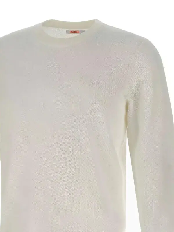 SUN 68 Cotton Crew Neck Jumper - Neutrals