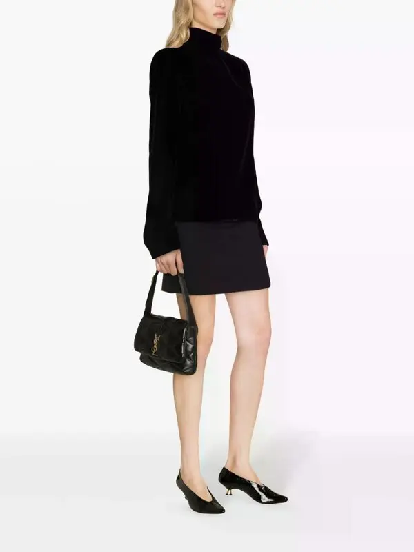 Saint Laurent High-neck Velvet Blouse