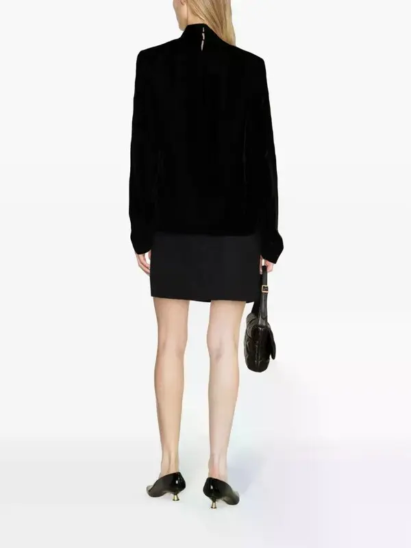Saint Laurent High-neck Velvet Blouse