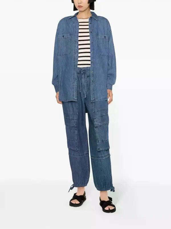 MARANT ETOILE High-rise Wide-leg Cargo Jeans - Blue