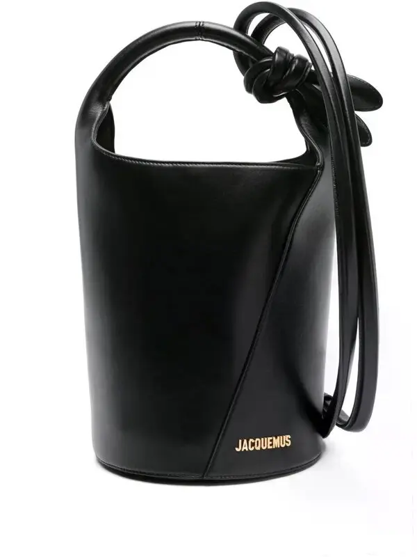 Jacquemus Le Petit Tourni Leather Bucket Bag - Black