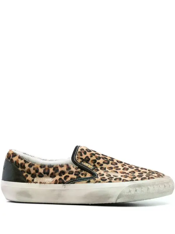 GOLDEN GOOSE Vce Penstar Leopard Print Pony Skin Slip-on Trainers