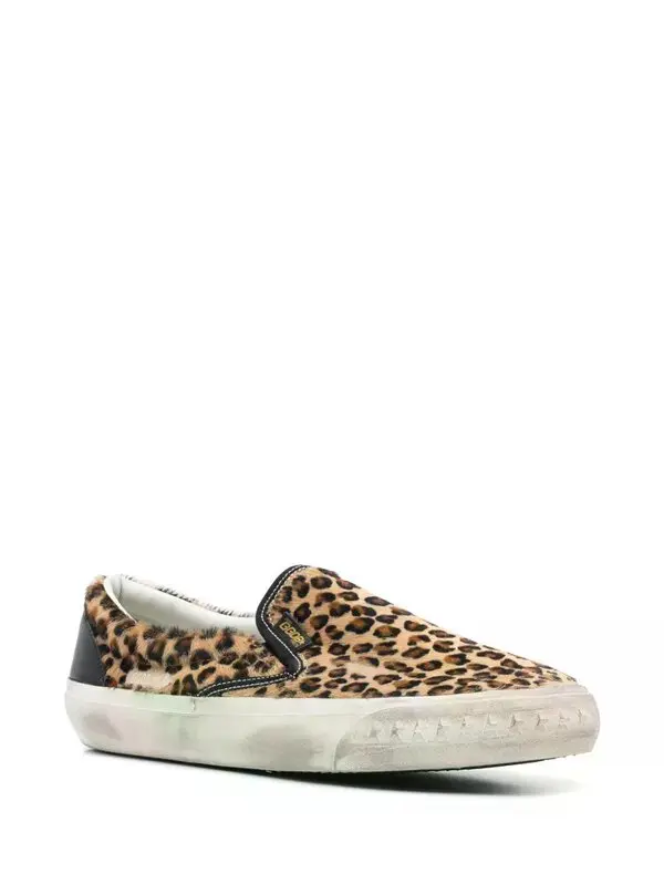 GOLDEN GOOSE Vce Penstar Leopard Print Pony Skin Slip-on Trainers