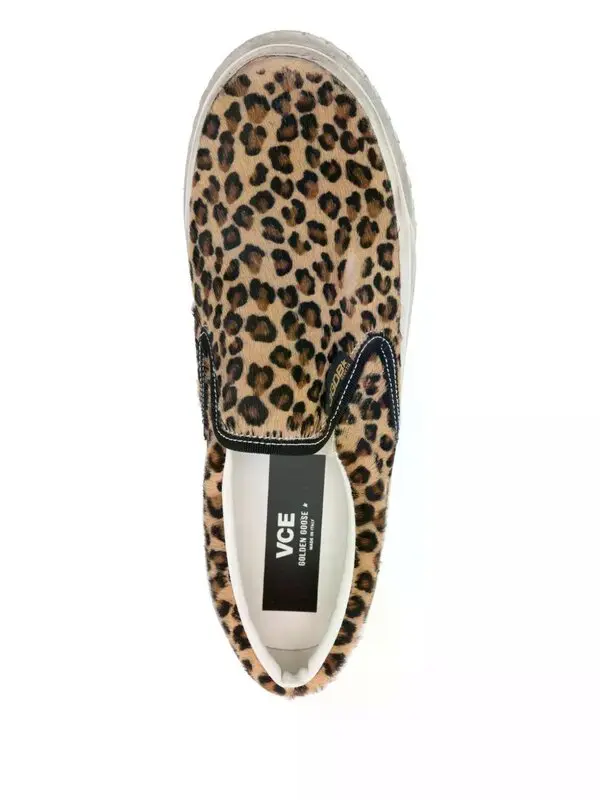 GOLDEN GOOSE Vce Penstar Leopard Print Pony Skin Slip-on Trainers
