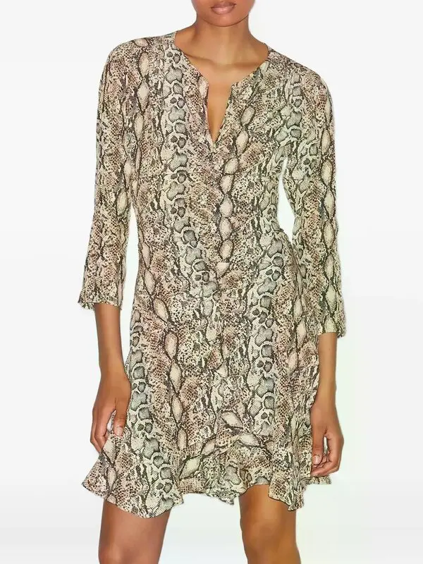 Isabel Marant Étoile Octavia Mini Dress Snakeskin Print Silk Blend - Neutrals