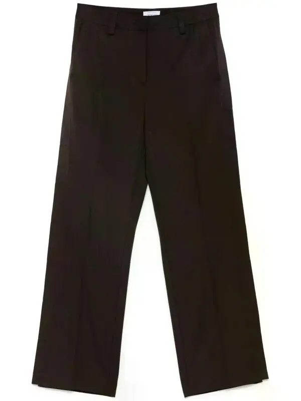 Off-White Virgin Wool Wide-leg Trousers - Brown