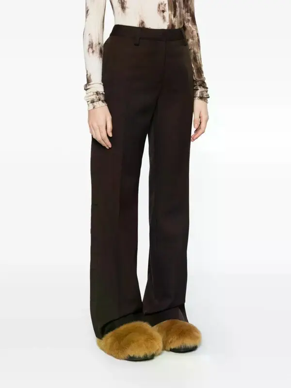Off-White Virgin Wool Wide-leg Trousers